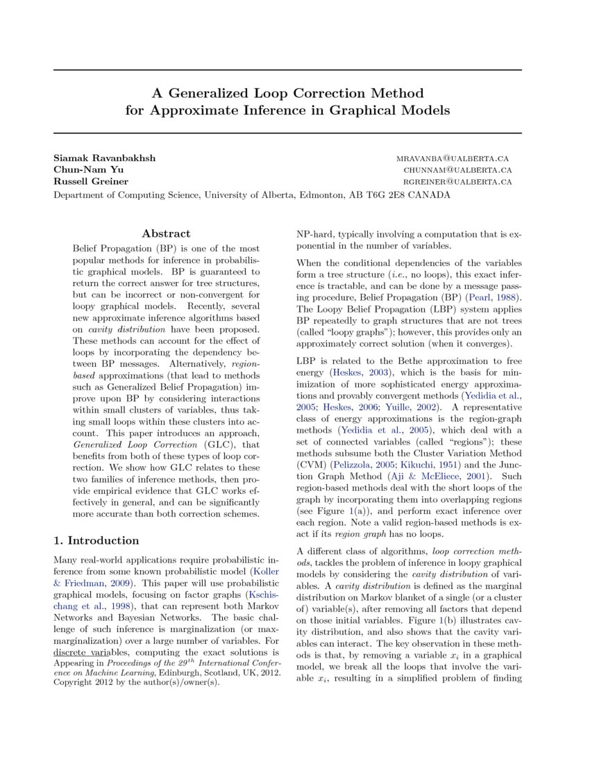 A Generalized Loop Correction Method For Approximate Inference In Graphical Models Deepai