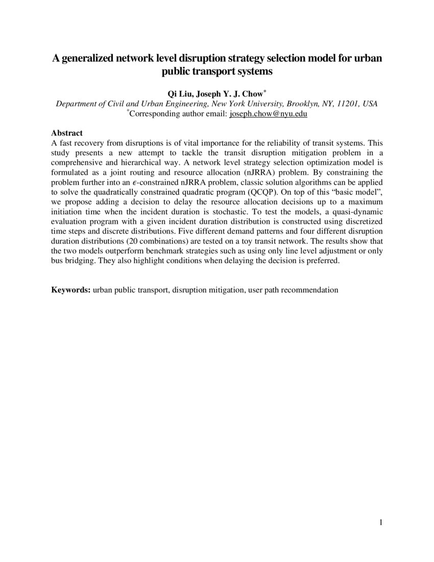 A generalized network level disruption strategy selection model for ...