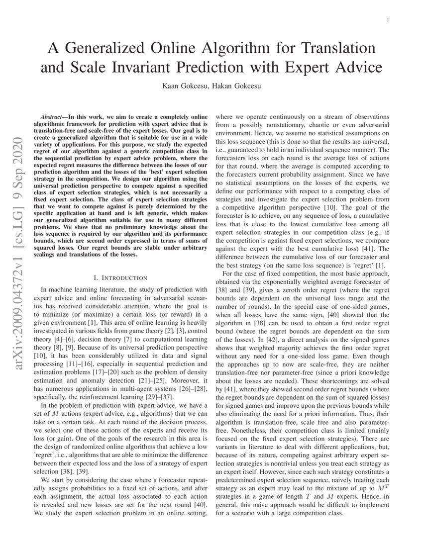 A Generalized Online Algorithm for Translation and Scale Invariant ...