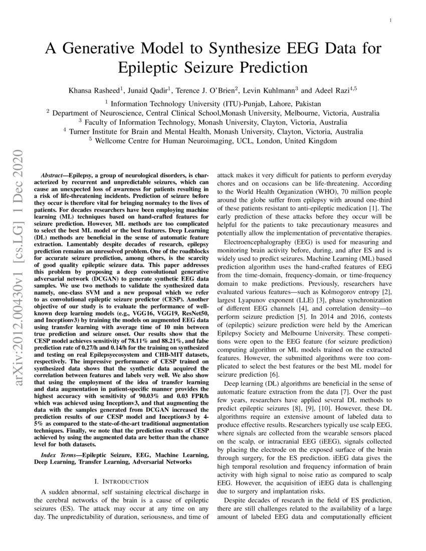 A Generative Model to Synthesize EEG Data for Epileptic Seizure ...