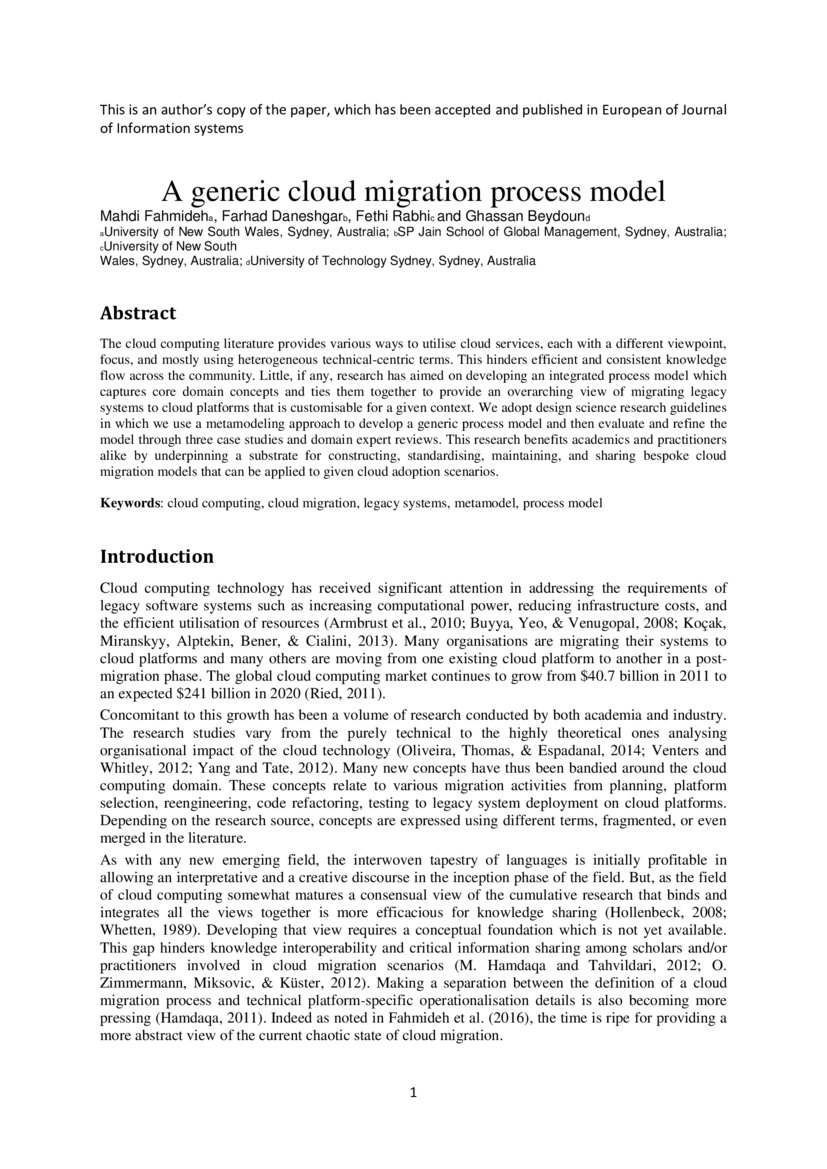 A generic cloud migration process model | DeepAI