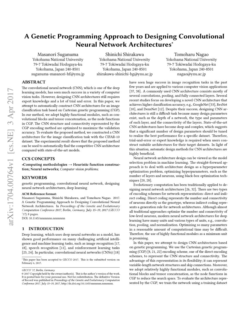A Genetic Programming Approach To Designing Convolutional Neural