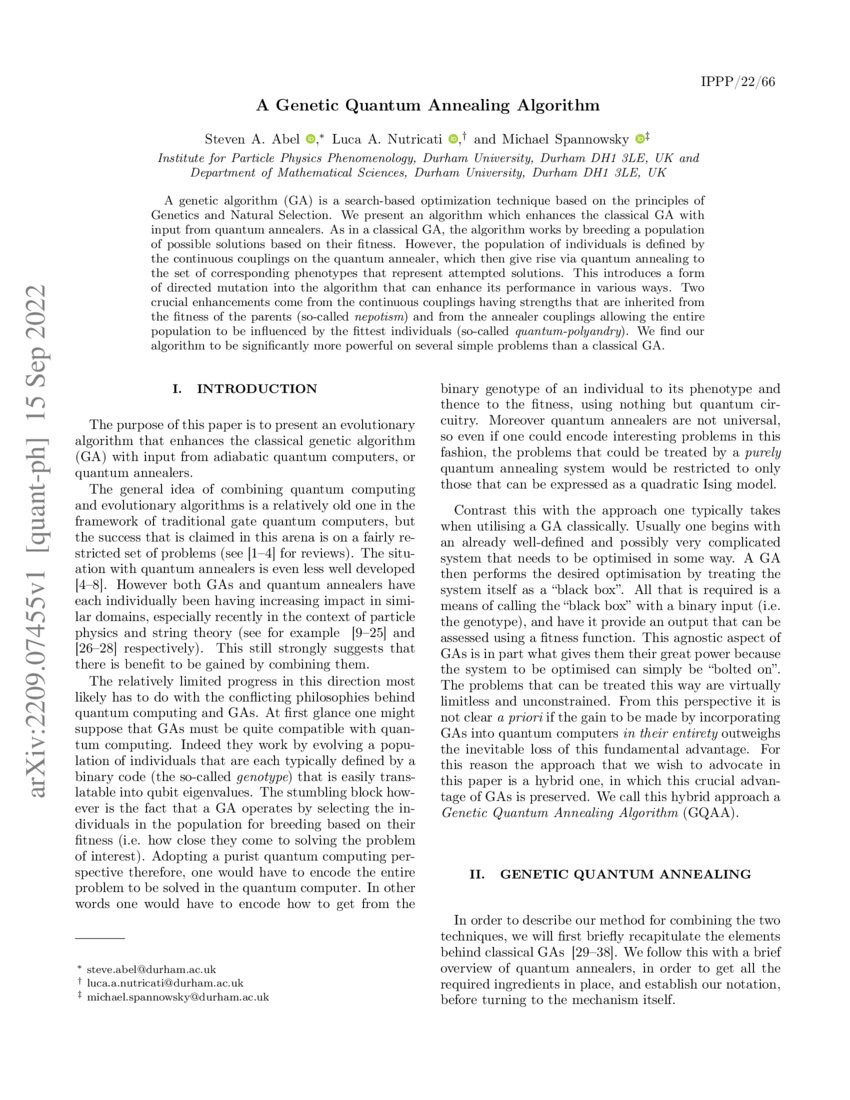A Genetic Quantum Annealing Algorithm | DeepAI A Genetic Quantum Annealing Algorithm | DeepAI