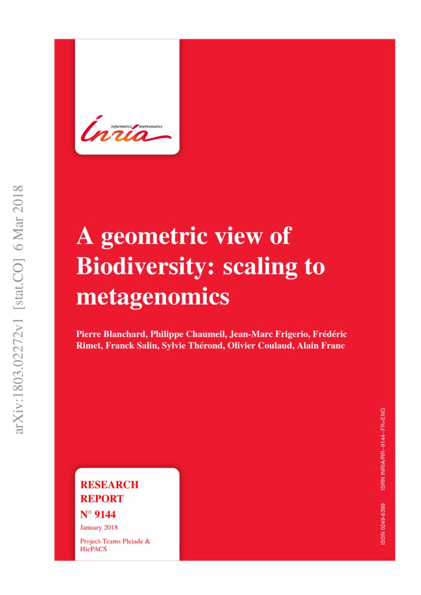 A geometric view of Biodiversity: scaling to metagenomics | DeepAI A geometric view of Biodiversity: scaling to metagenomics | DeepAI