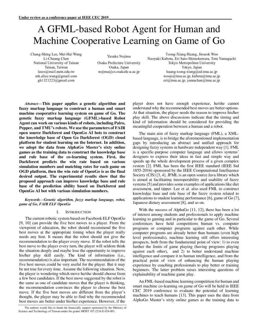 A GFML-based Robot Agent for Human and Machine Cooperative Learning on ...