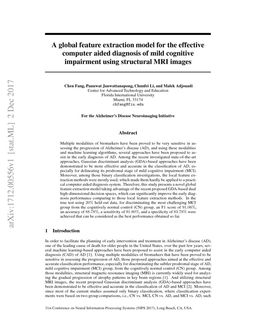 A global feature extraction model for the effective computer aided ...