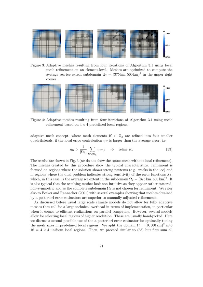A Goal Oriented Error Estimator And Mesh Adaptivity For Sea Ice