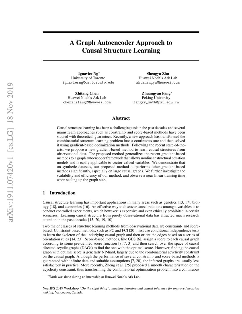 A Graph Autoencoder Approach to Causal Structure Learning | DeepAI