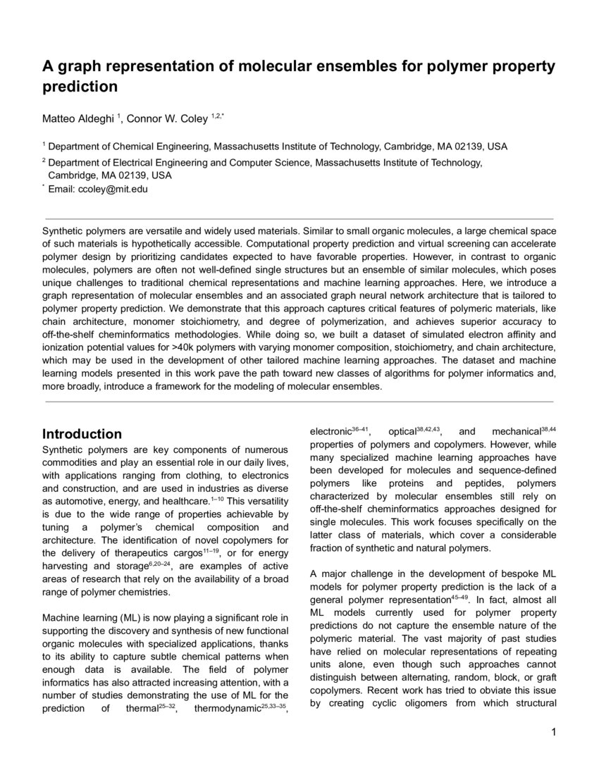 A graph representation of molecular ensembles for polymer property ...