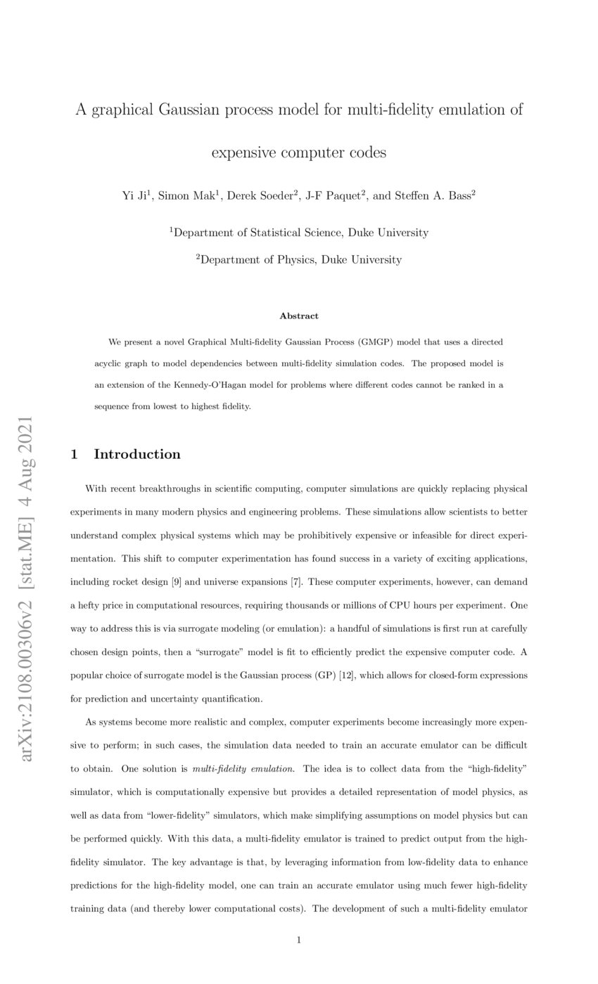A graphical Gaussian process model for multi-fidelity emulation of expensive computer codes | DeepAI