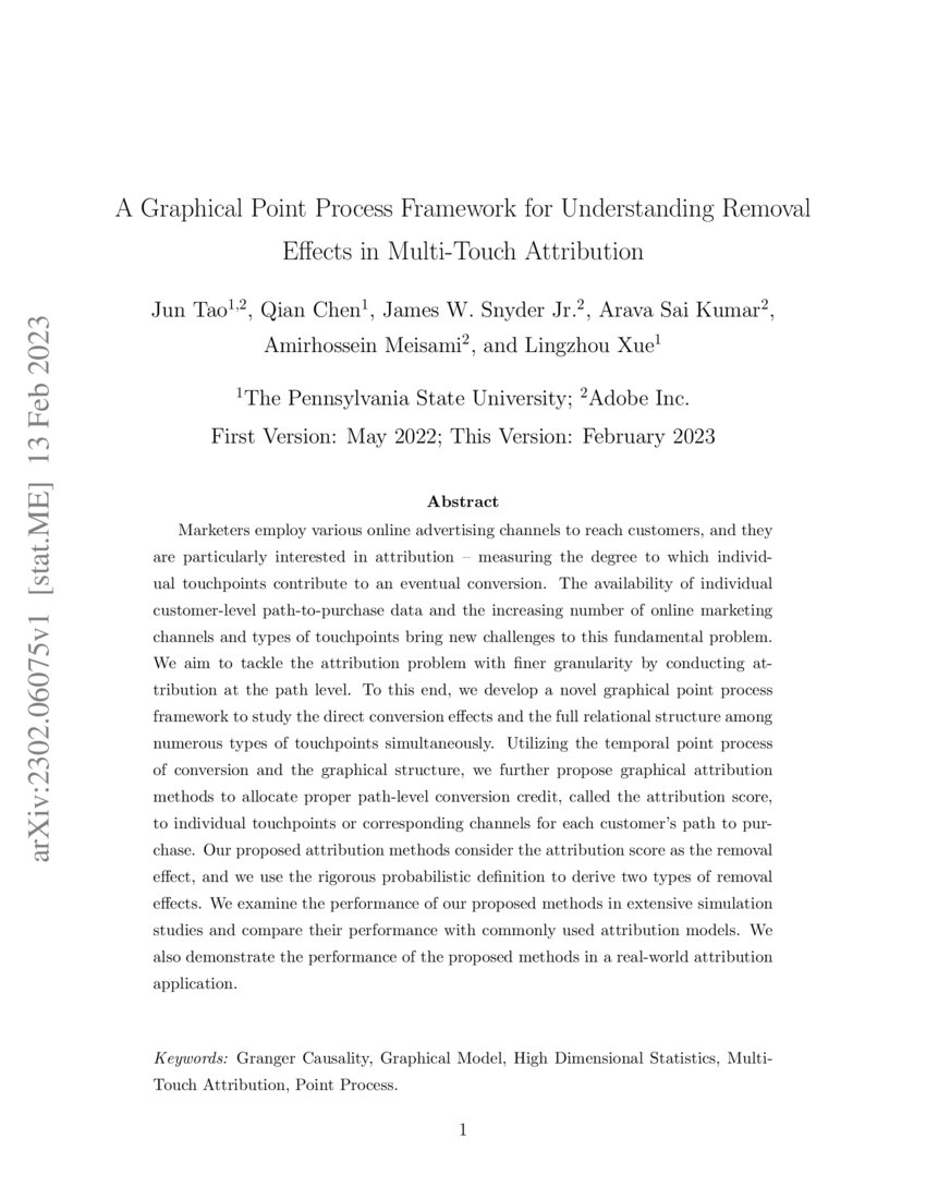 A Graphical Point Process Framework for Understanding Removal Effects in Multi-Touch Attribution ...