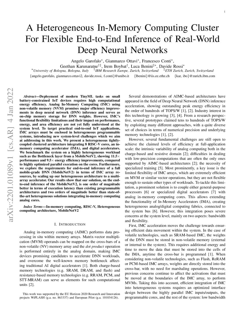 A Heterogeneous In-Memory Computing Cluster For Flexible End-to-End Inference of Real-World Deep ...