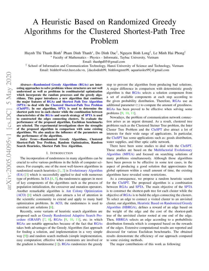 A Heuristic Based On Randomized Greedy Algorithms For The Clustered Shortest Path Tree Problem