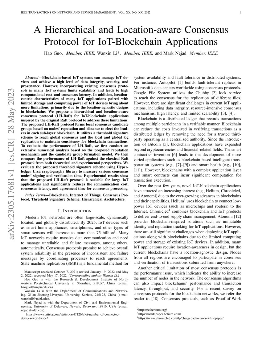 A Hierarchical And Location Aware Consensus Protocol For Iot Blockchain