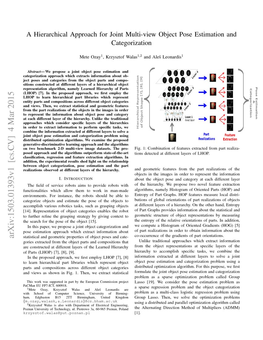 A Hierarchical Approach For Joint Multi View Object Pose Estimation And