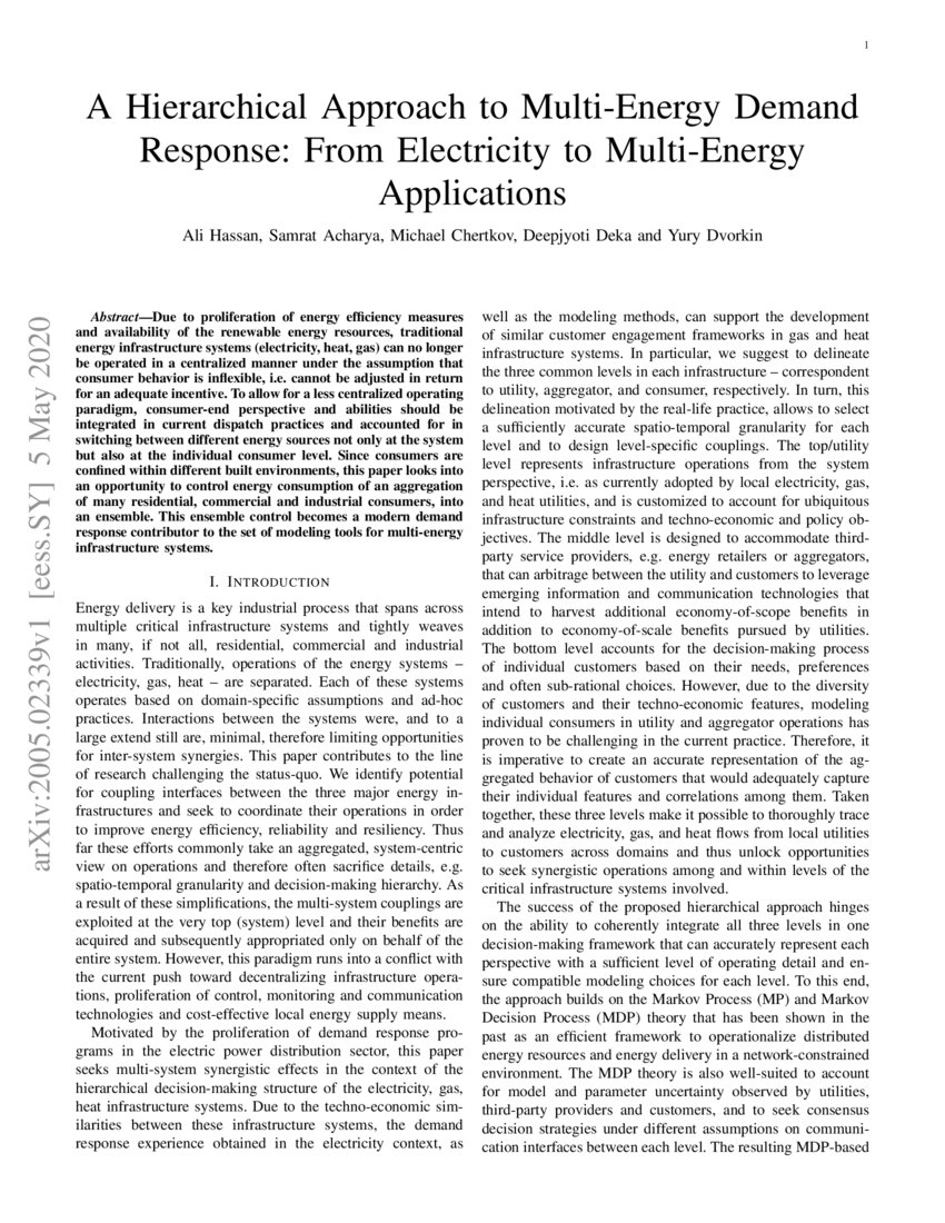 A Hierarchical Approach to Multi-Energy Demand Response: From ...