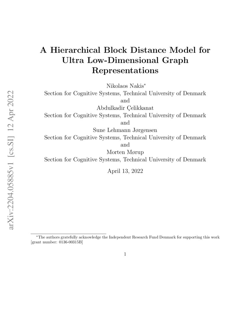A Hierarchical Block Distance Model for Ultra Low-Dimensional Graph Representations | DeepAI