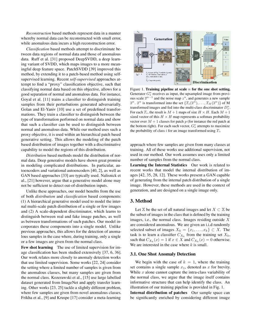 A Hierarchical Transformation Discriminating Generative Model For Few Shot Anomaly Detection