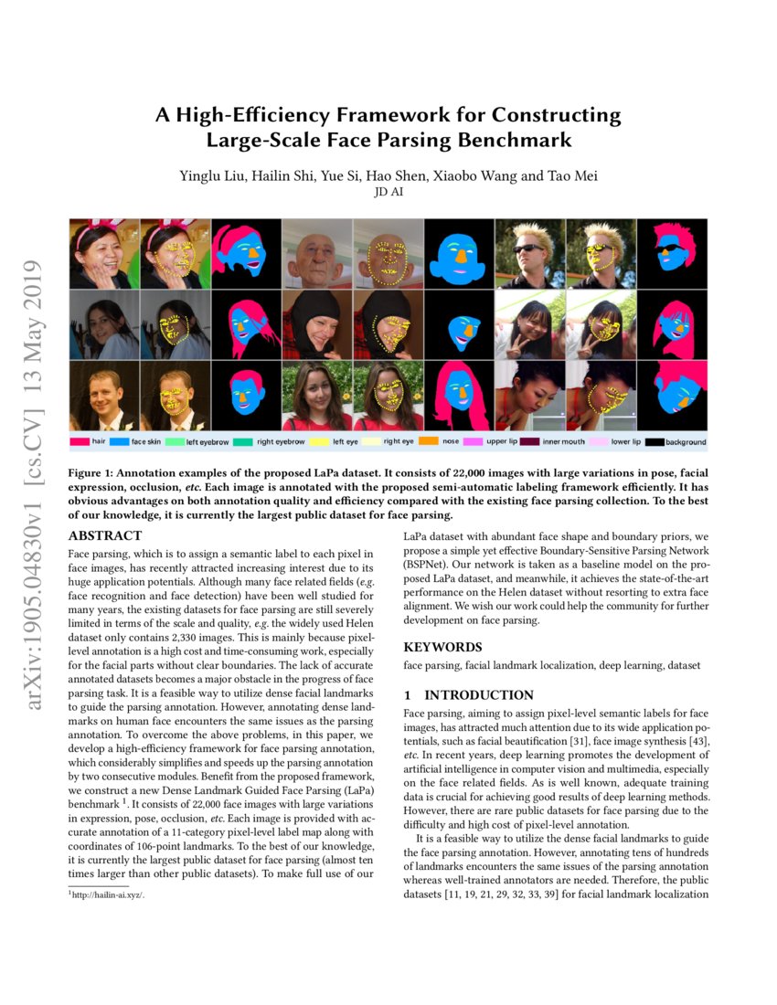 A High Efficiency Framework For Constructing Large Scale Face Parsing