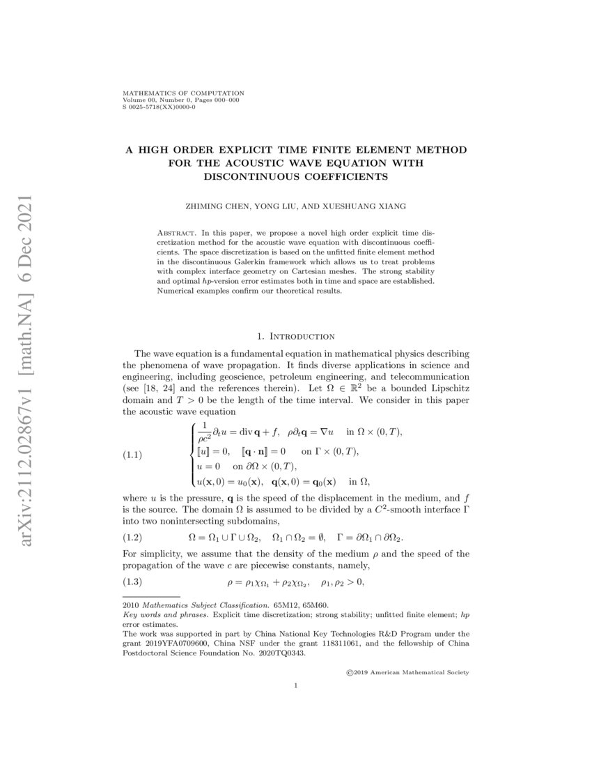 A High Order Explicit Time Finite Element Method For The Acoustic Wave