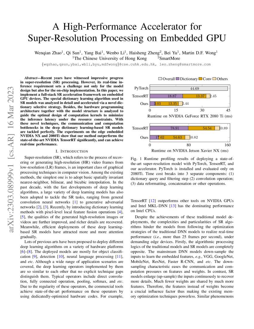 A High-Performance Accelerator for Super-Resolution Processing on Embedded GPU | DeepAI