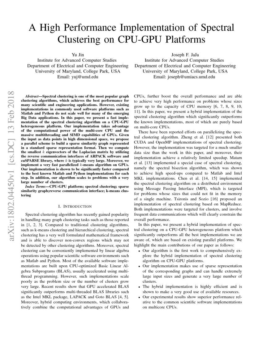 A High Performance Implementation of Spectral Clustering on CPU-GPU ...