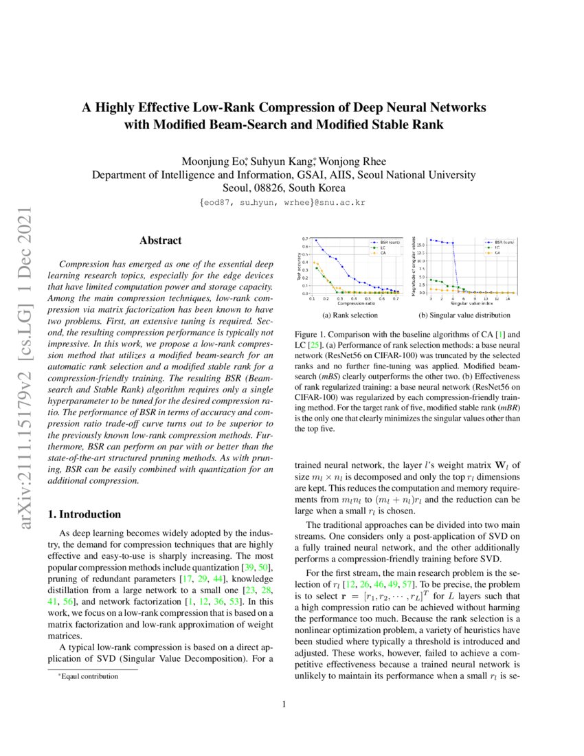 A Highly Effective Low Rank Compression Of Deep Neural Networks With Modified Beam Search And 1819