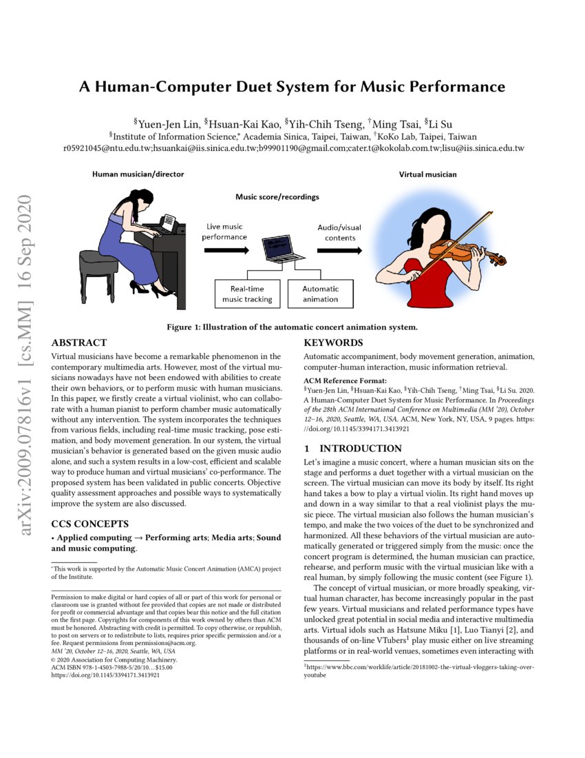 A Human-Computer Duet System for Music Performance | DeepAI
