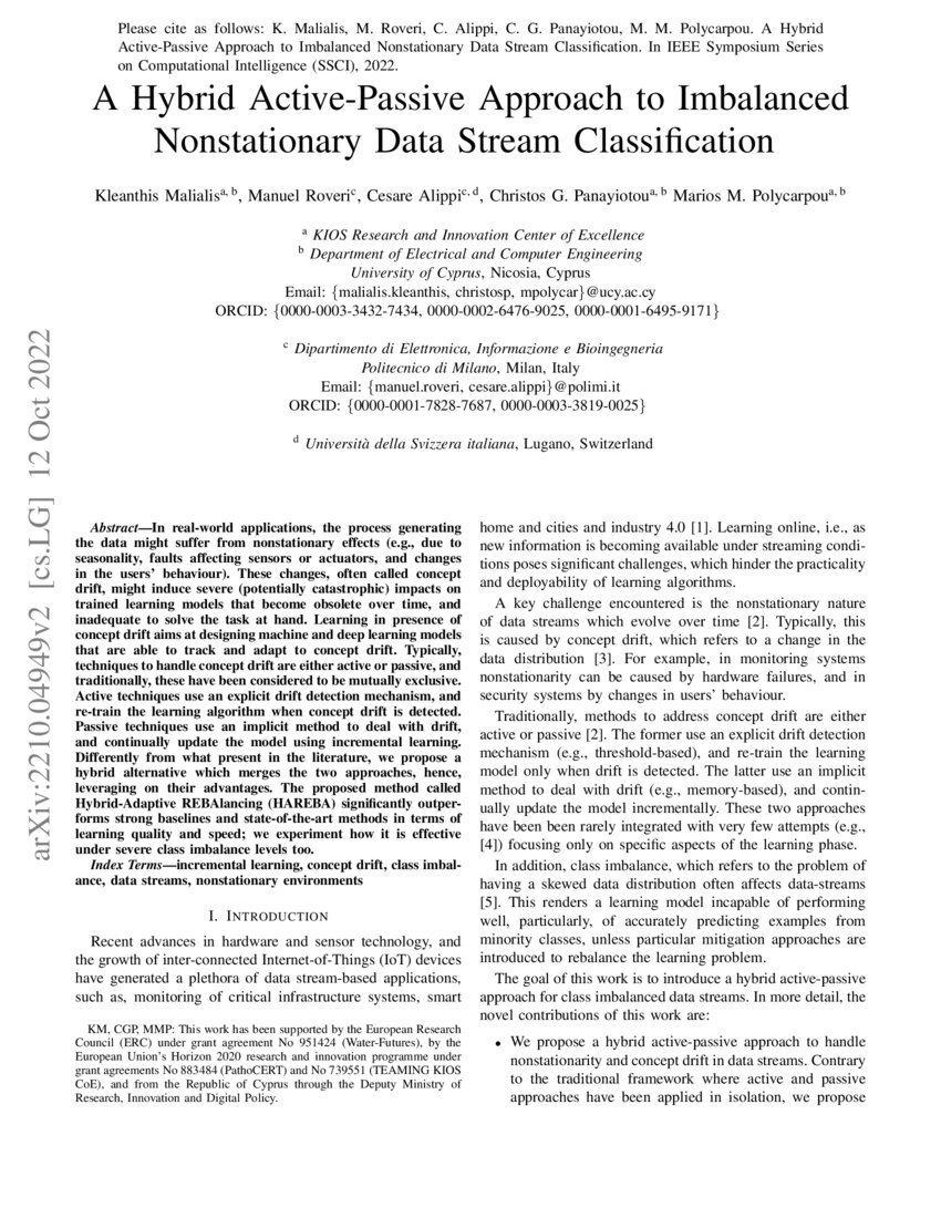 A Hybrid Active Passive Approach To Imbalanced Nonstationary Data Stream Classification Deepai