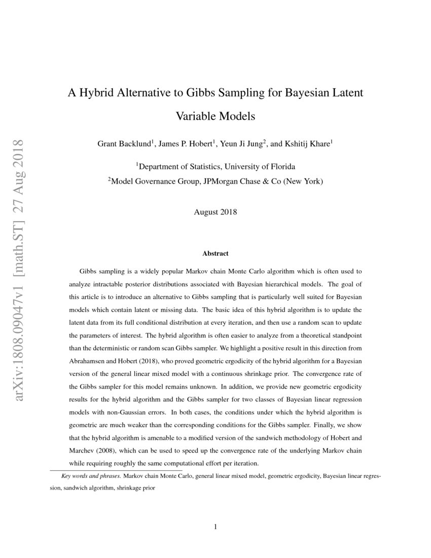 A Hybrid Alternative to Gibbs Sampling for Bayesian Latent Variable Models | DeepAI