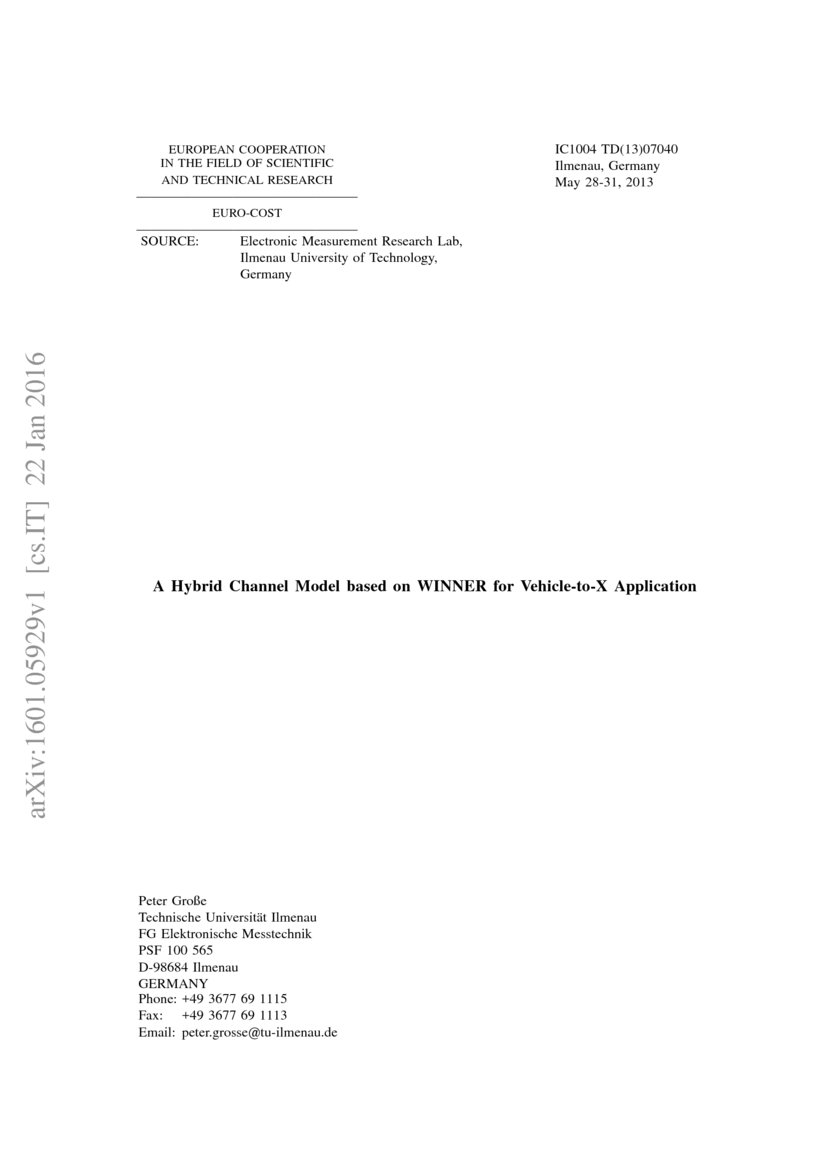 A Hybrid Channel Model based on WINNER for Vehicle-to-X Application ...