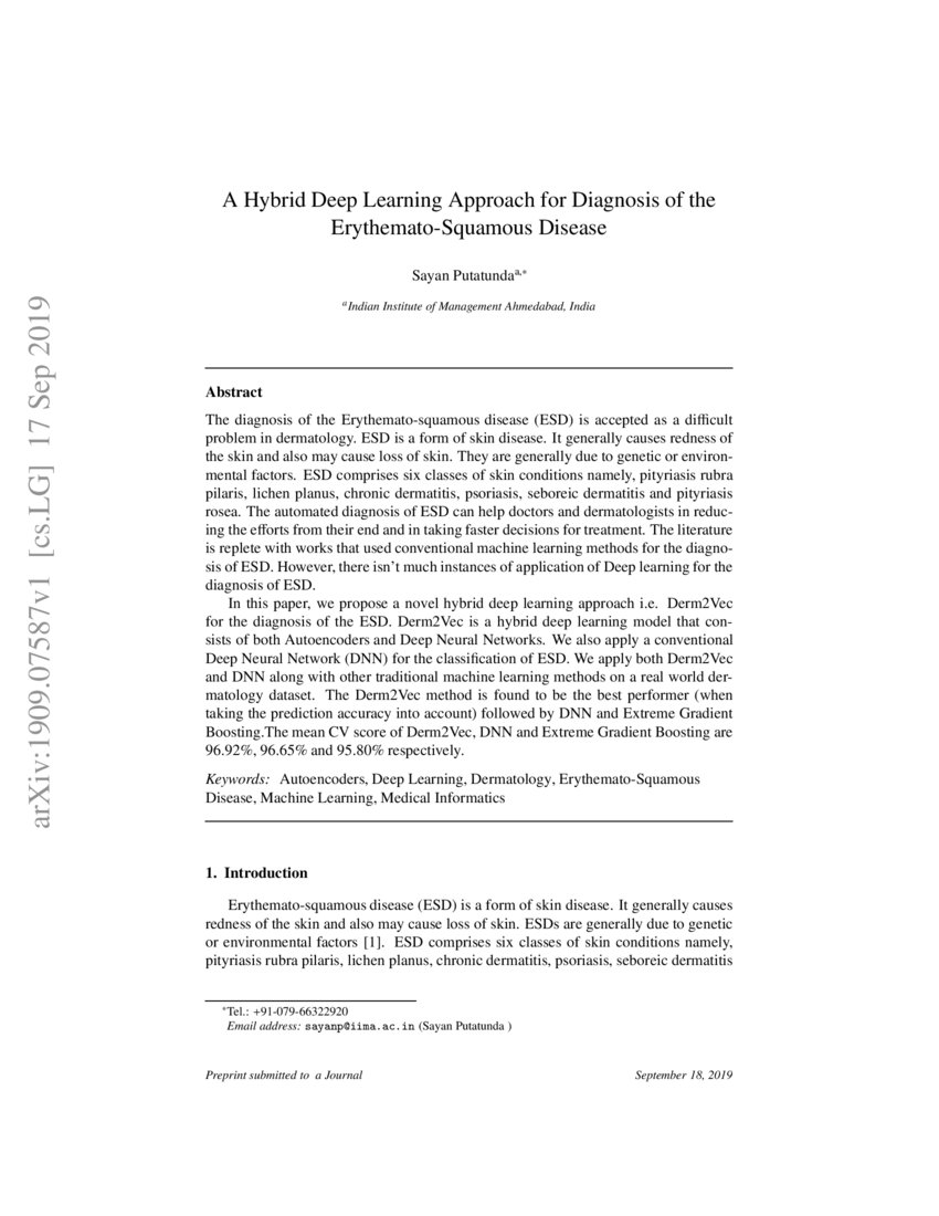 A Hybrid Deep Learning Approach for Diagnosis of the Erythemato ...