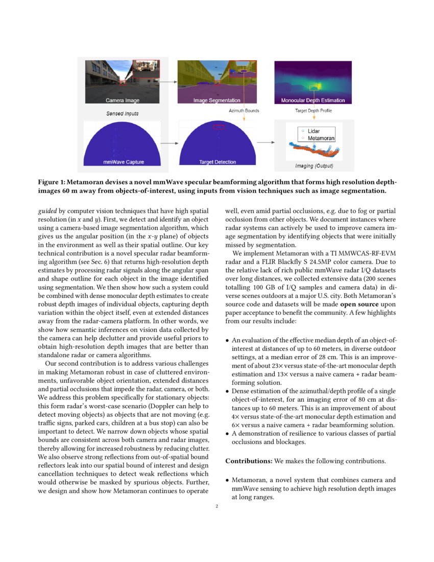 A Hybrid mmWave and Camera System for Long-Range Depth Imaging | DeepAI