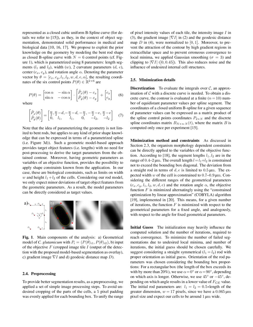 A hybrid multi-object segmentation framework with model-based B-splines for microbial single ...
