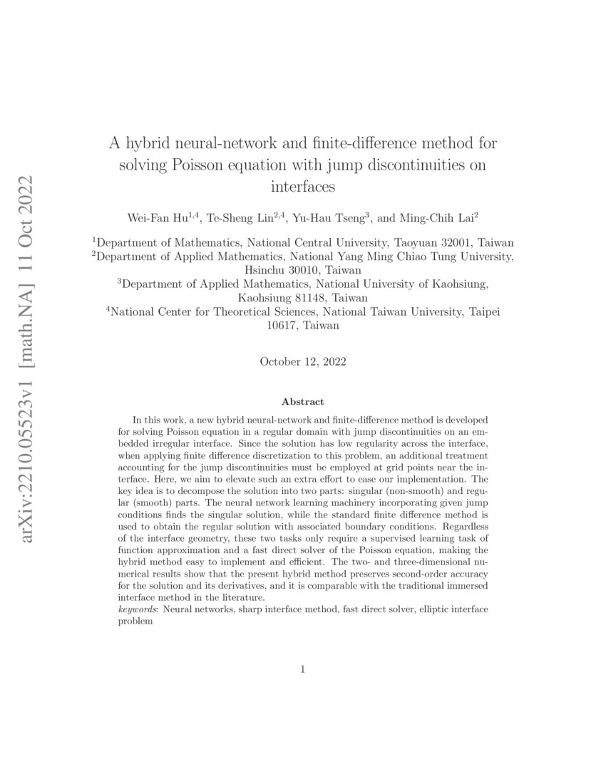 An Efficient Neural Network And Finite Difference Hybrid Method For