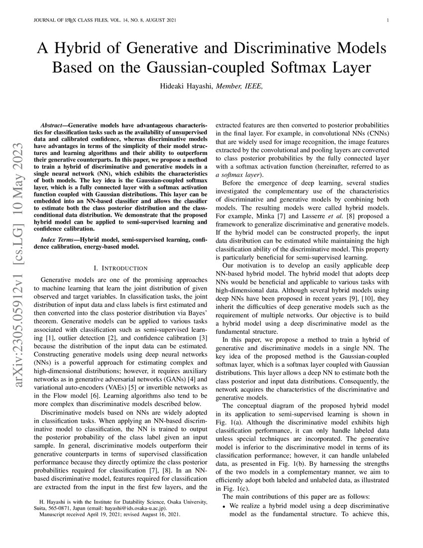 A Hybrid of Generative and Discriminative Models Based on the Gaussian-coupled Softmax Layer ...