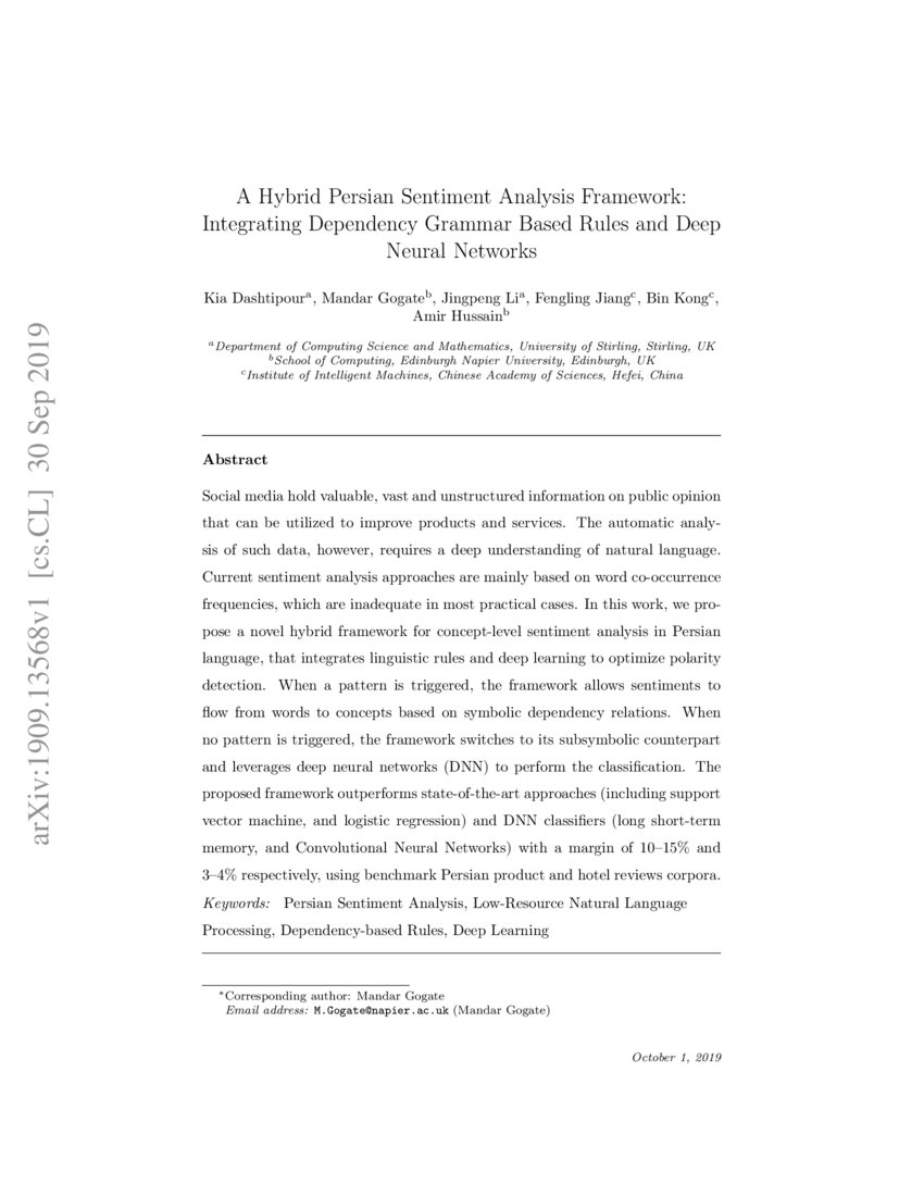 A Hybrid Persian Sentiment Analysis Framework: Integrating Dependency Grammar Based Rules and ...