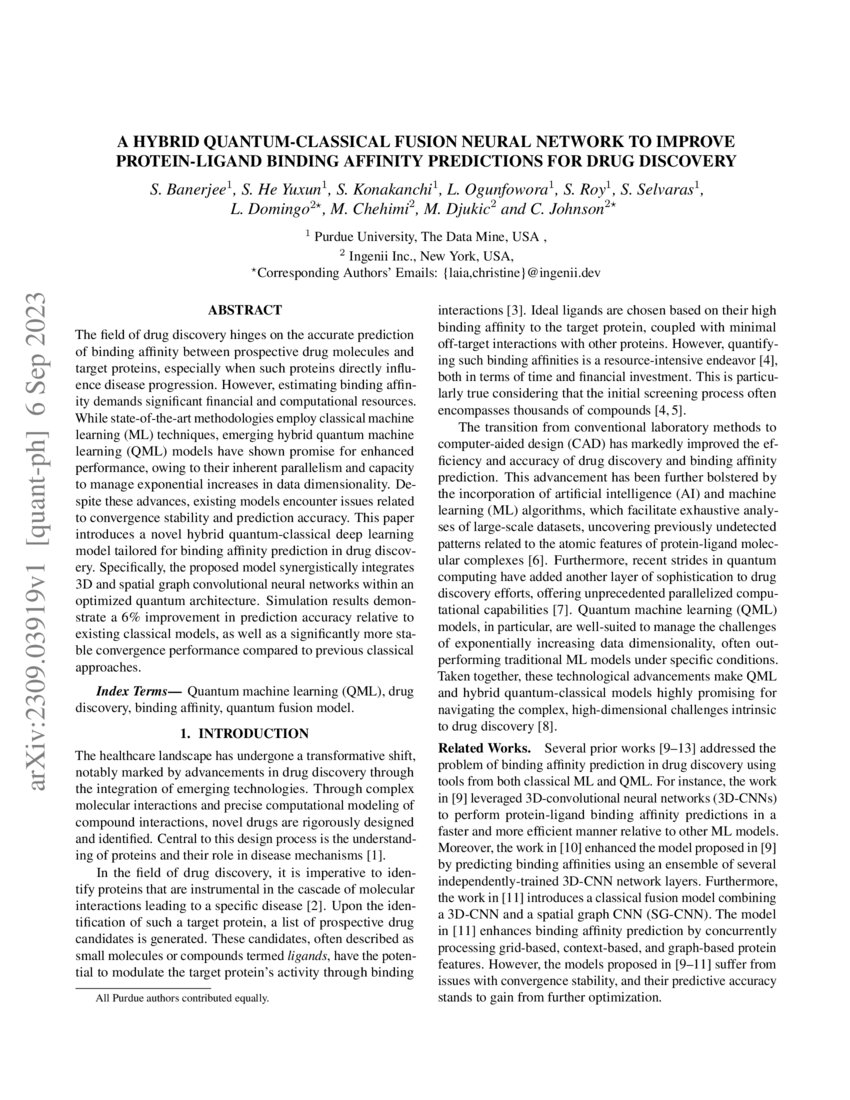 A Hybrid Quantum Classical Fusion Neural Network To Improve Protein Ligand Binding Affinity