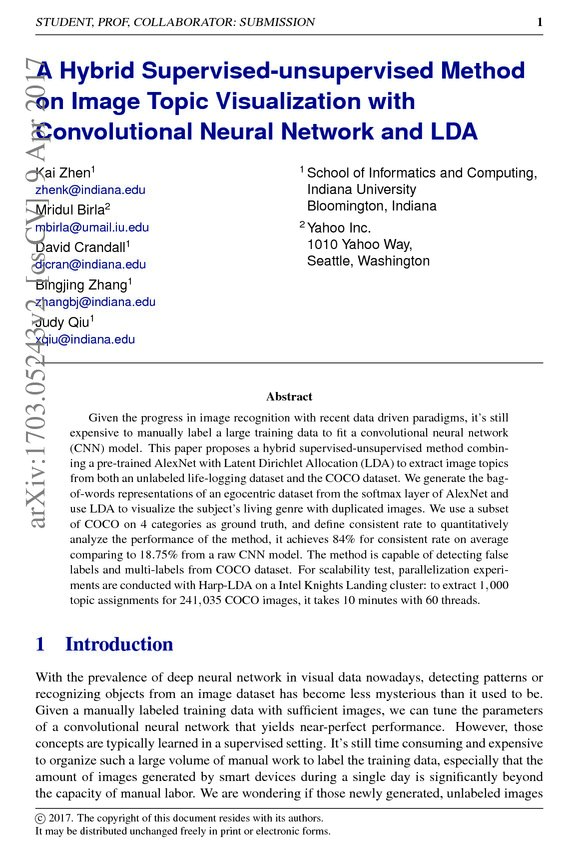 A Hybrid Supervised Unsupervised Method On Image Topic Visualization With Convolutional Neural