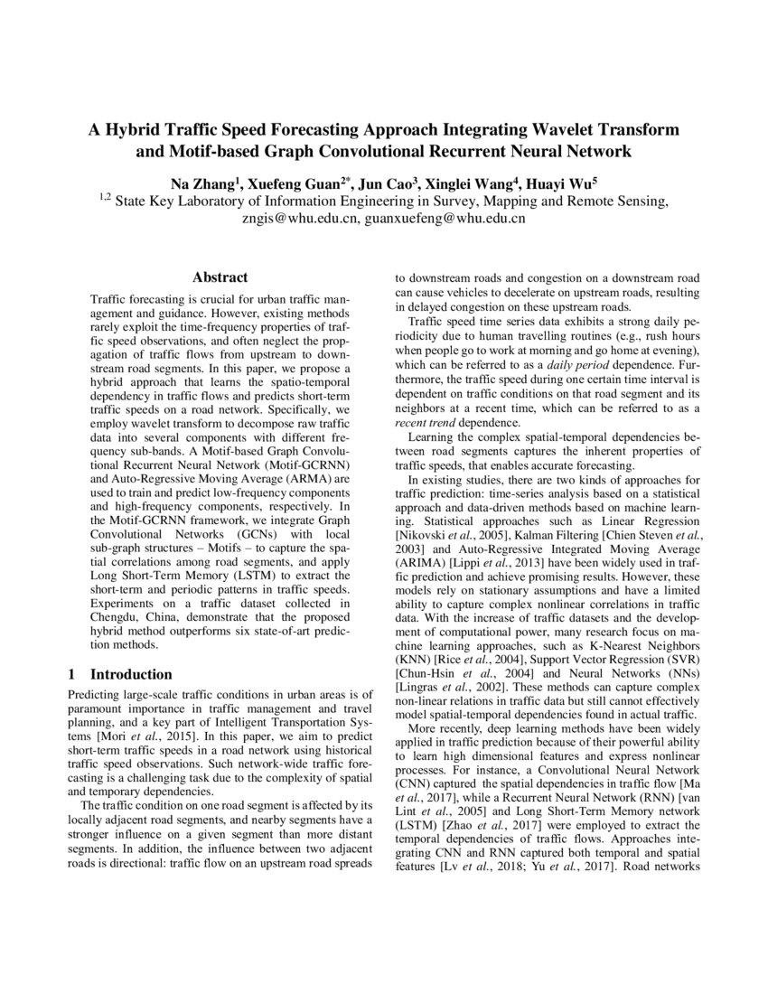 A Hybrid Traffic Speed Forecasting Approach Integrating Wavelet