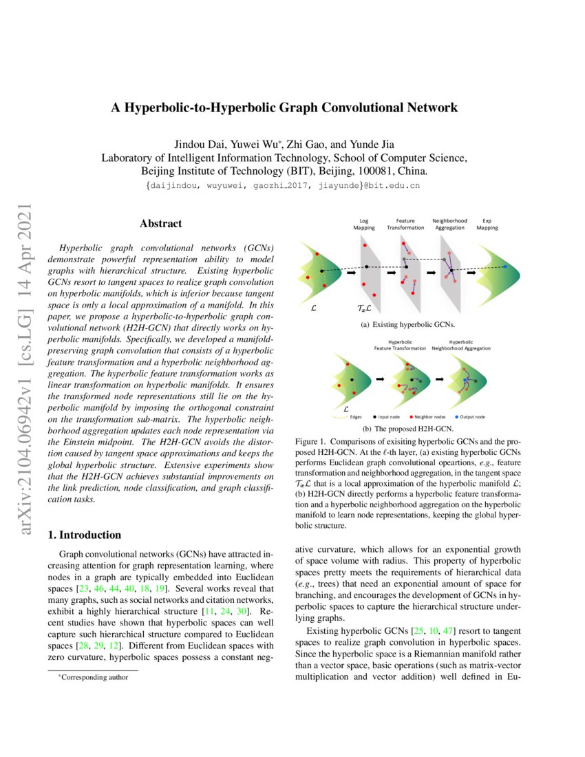 A Hyperbolic-to-Hyperbolic Graph Convolutional Network | DeepAI