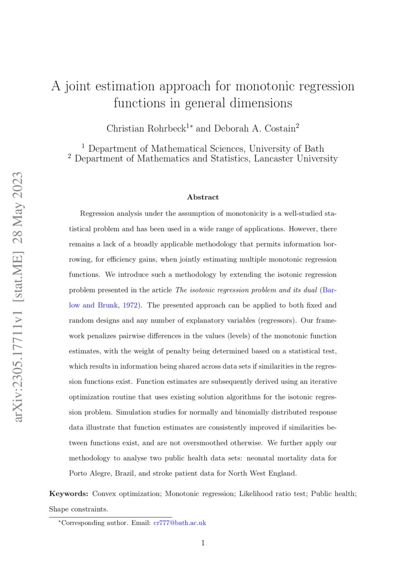 A Joint Estimation Approach For Monotonic Regression Functions In General Dimensions Deepai