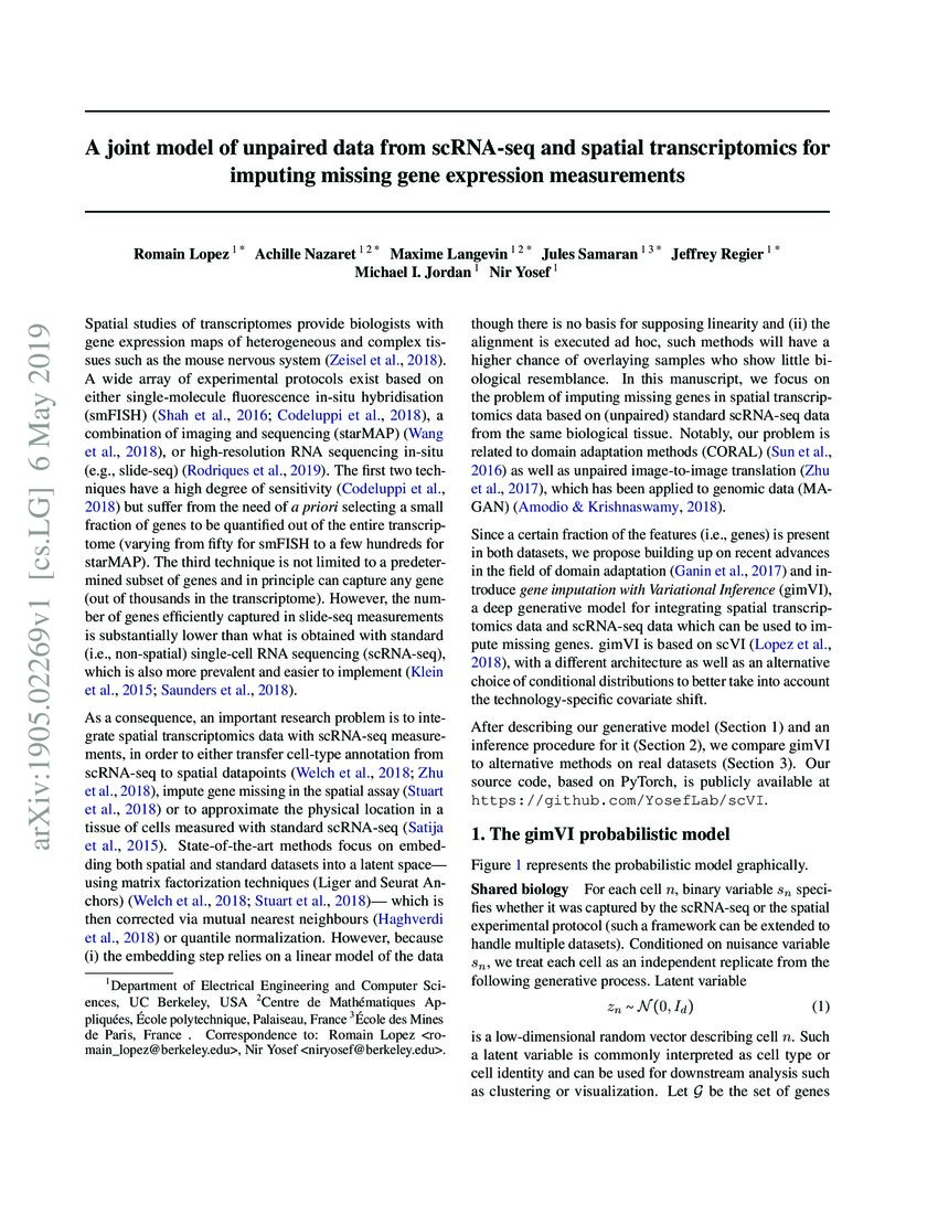 A Joint Model Of Unpaired Data From Scrna Seq And Spatial
