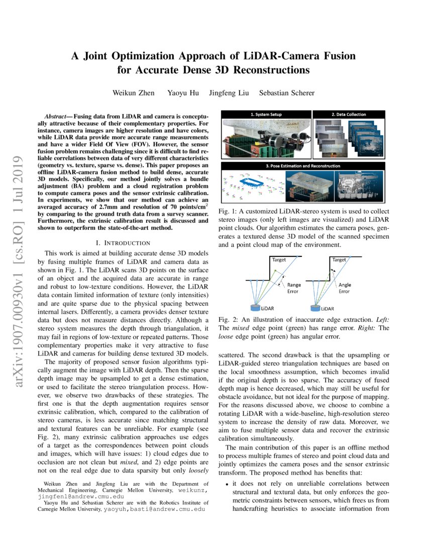 A Joint Optimization Approach Of Lidar Camera Fusion For Accurate Dense