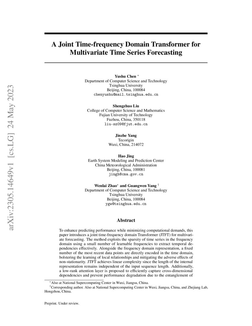 A Joint Time Frequency Domain Transformer For Multivariate Time Series