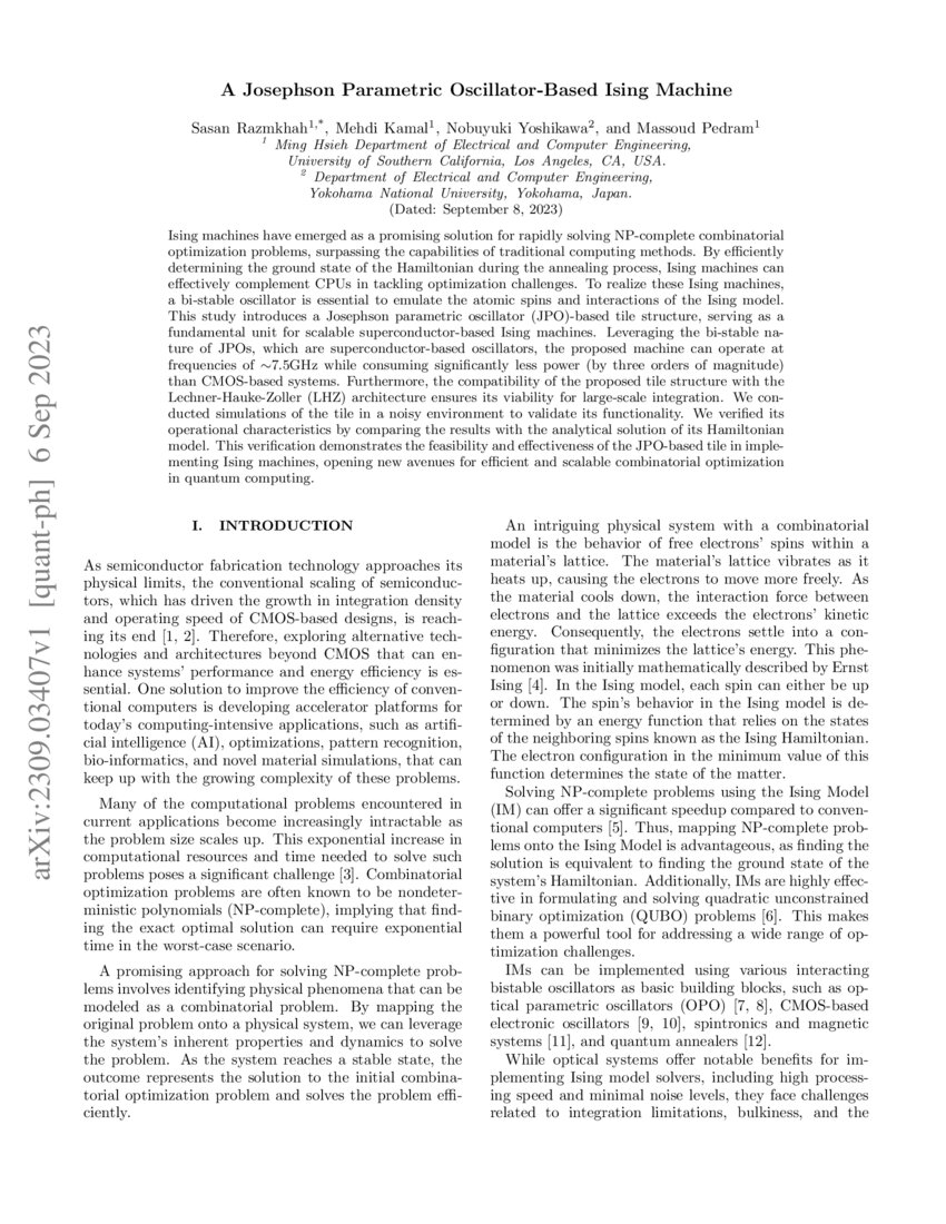 A Josephson Parametric Oscillator Based Ising Machine Deepai 