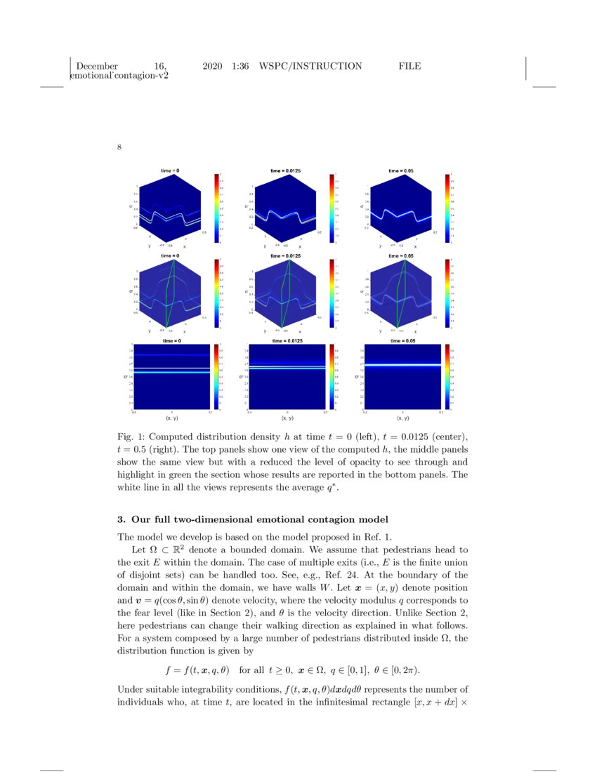 A kinetic theory approach for 2D crowd dynamics with emotional contagion | DeepAI