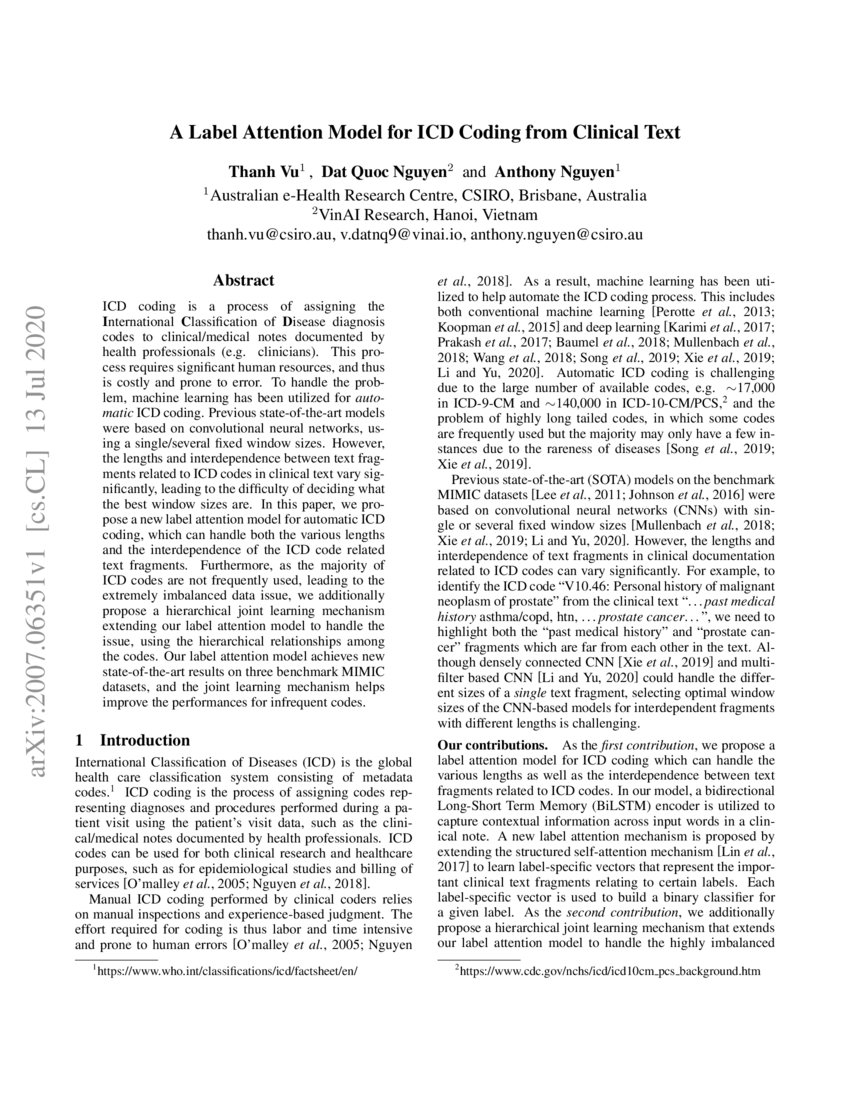 A Label Attention Model For Icd Coding From Clinical Text Deepai