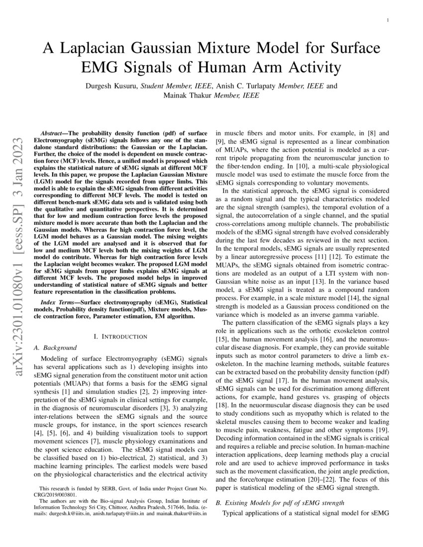 A Laplacian Gaussian Mixture Model For Surface Emg Signals Of Human Arm Activity Deepai 