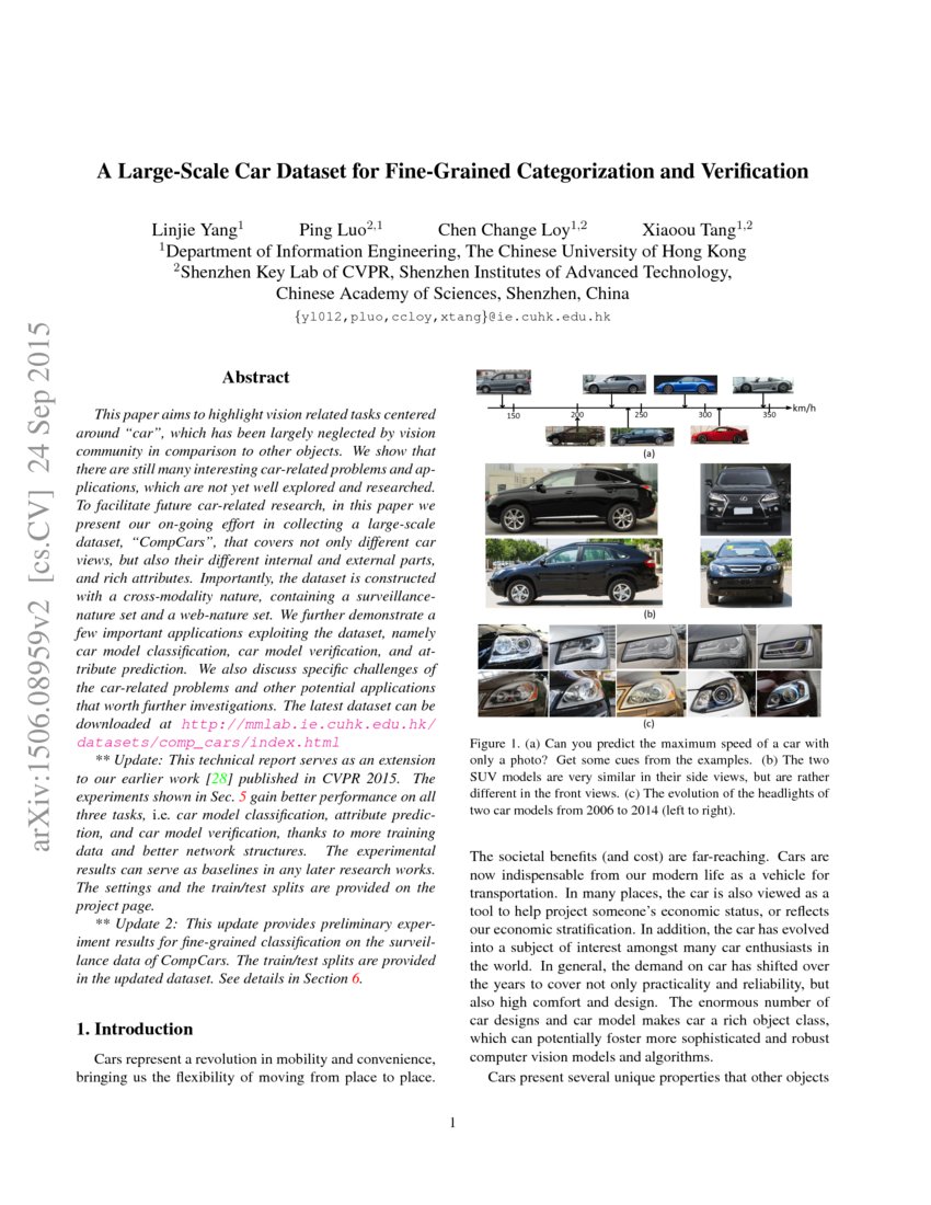 A Large Scale Car Dataset For Fine Grained Categorization And